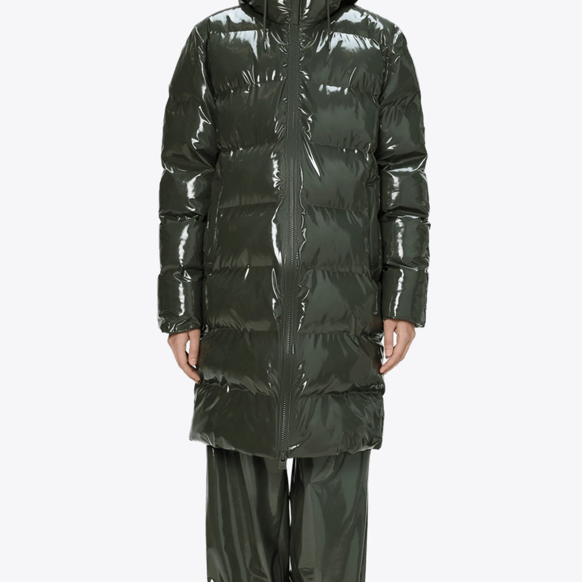 Rains Alta Long Puffer Jacket Swamp Coat - FREE 24h delivery ...